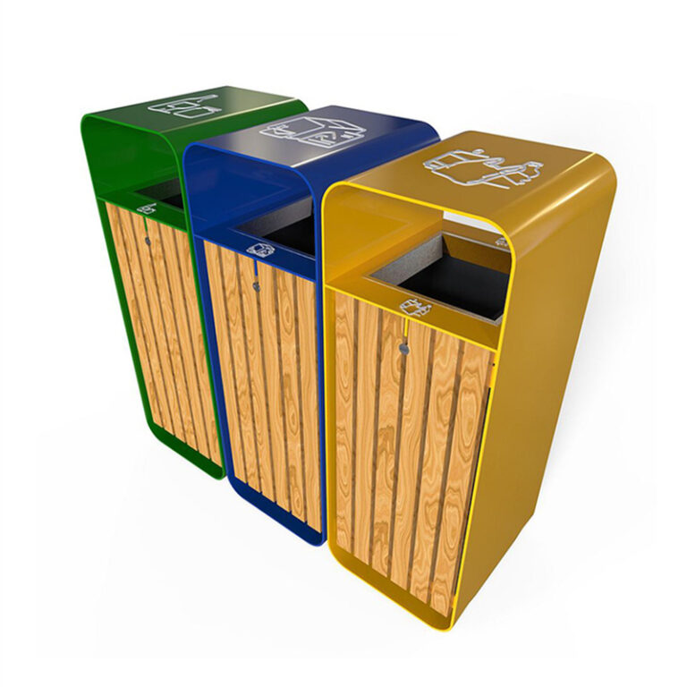 Modern 3-Compartment Outdoor Recycling Bin