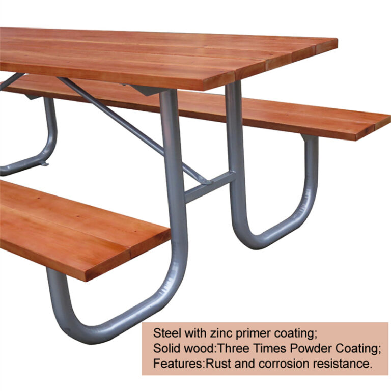 Durable Metal & Wood Picnic Table Modern Outdoor Design