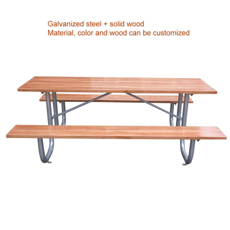 Durable Metal & Wood Picnic Table Modern Outdoor Design