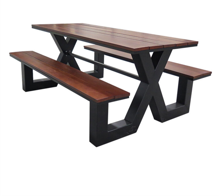 Outdoor Patio Modern Wood Picnic Table With Bench